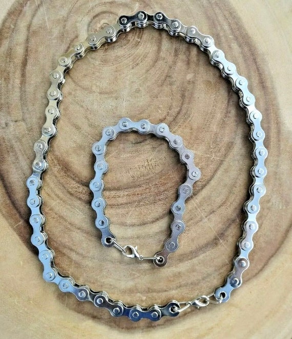 Motorcycle Chain and Bracelet Set - Handmade! - Gem