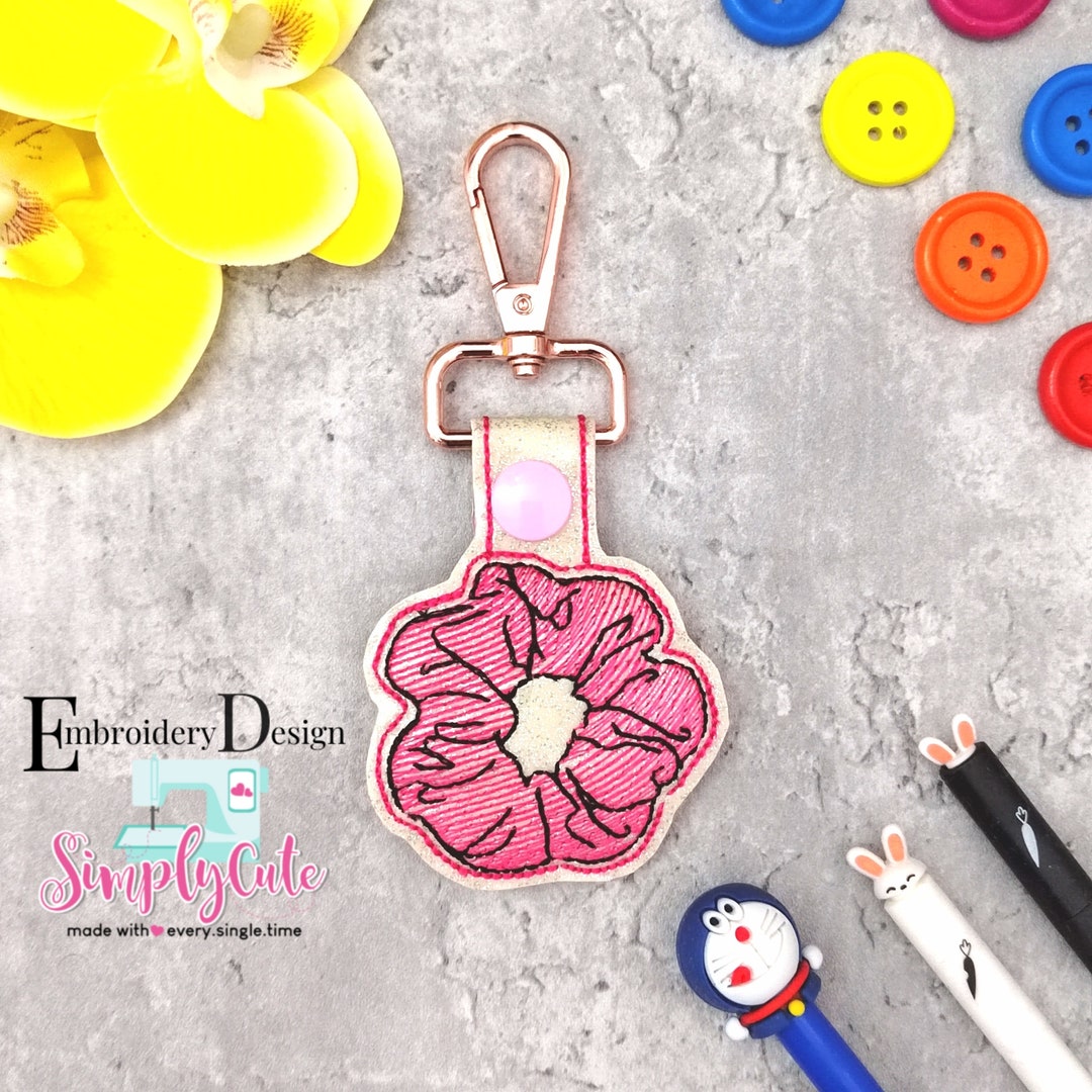 Scrunchy ITH Key Fob Embroidery Design File, Snap Tab, in the Hoop ...