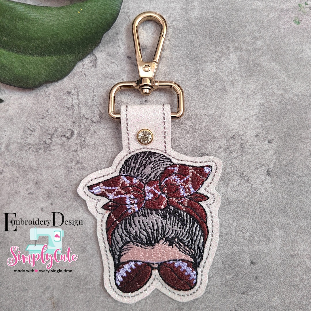 Football Mom Messy Bun the Hoop Snap Tab Machine Embroidery Designs ...