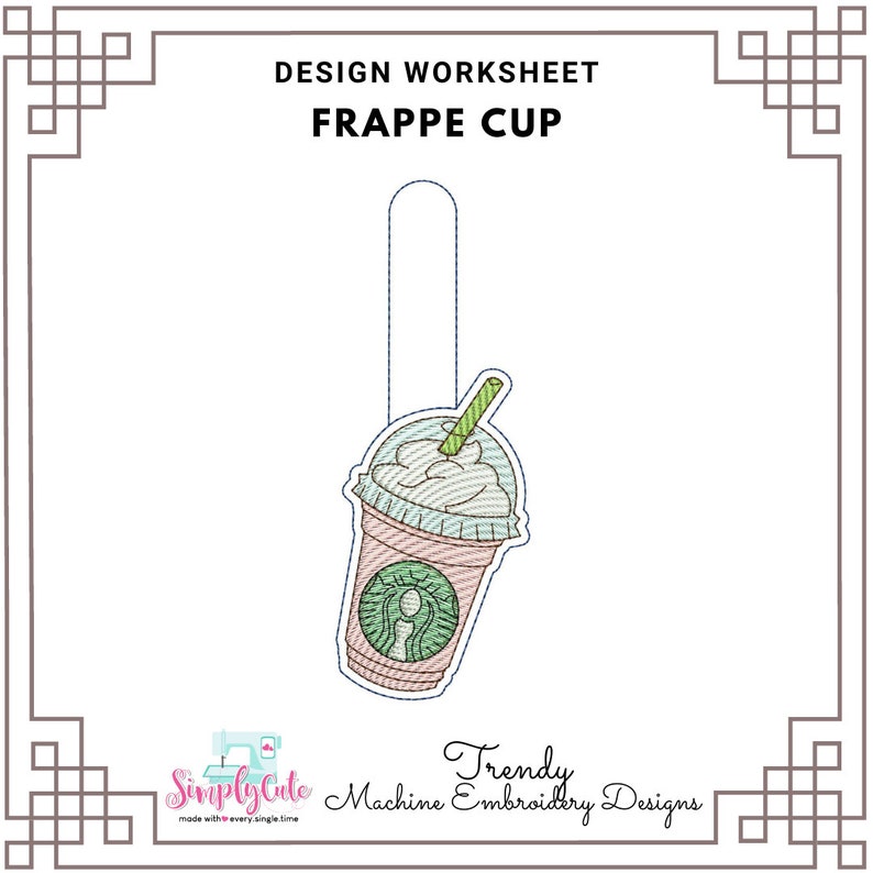 Frappe Cup in the Hoop Snap Tab Embroidery Design, Snap Tab Keychain ...