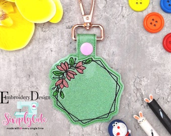 Blank Rectangle in the Hoop Snap Tab Key Fob Machine Embroidery Design ...