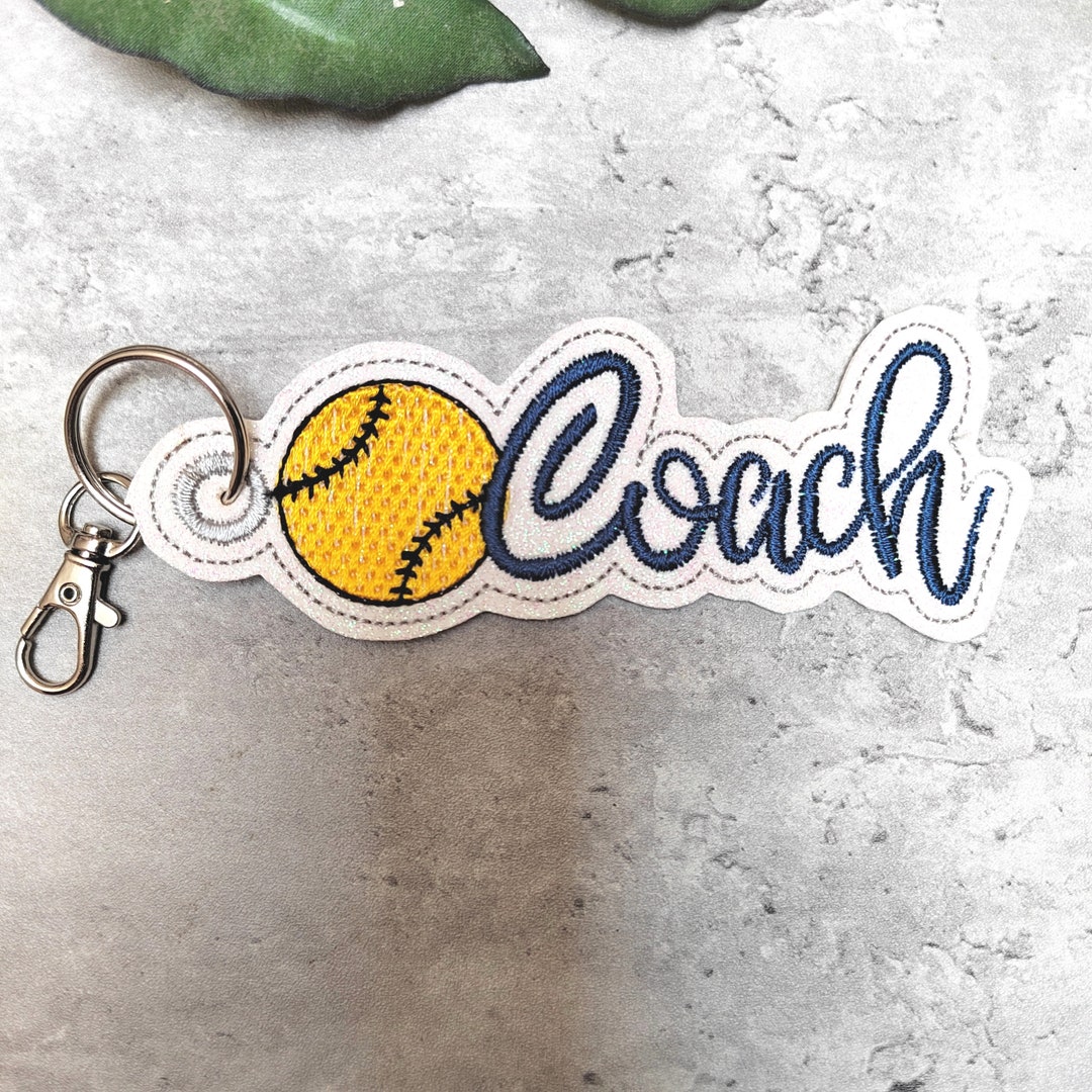 Softball Embroidery Design, ITH Snap Tab Embroidery Designs, Coach ...