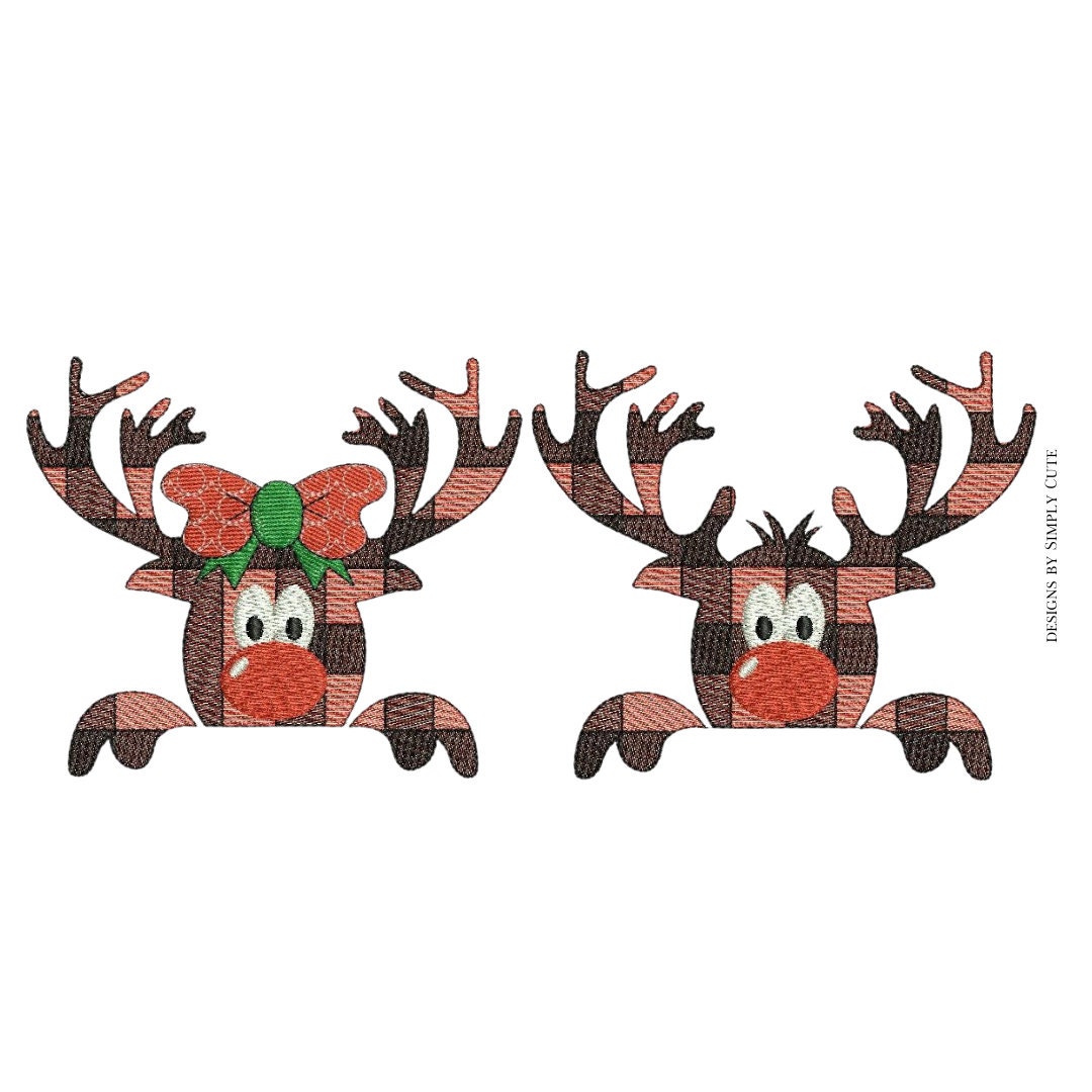 Bundle Christmas Embroidery Design Reindeer | Cute Rudolf Reindeer ...