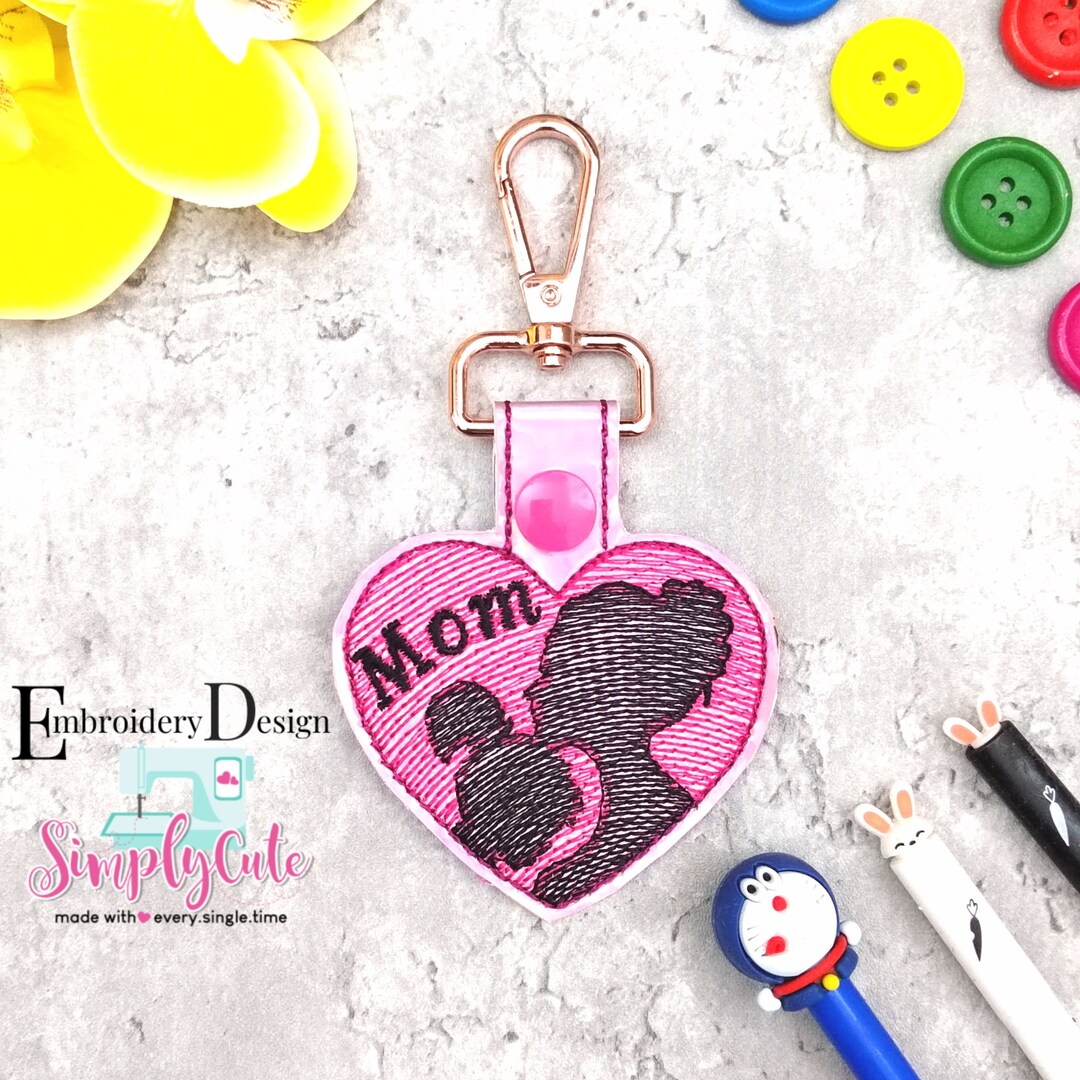 Heart Embroidery Designs | Mom Machine Embroidery Design | Key Fob ...