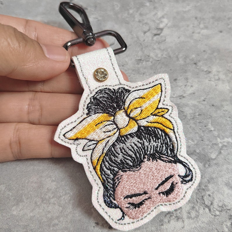 Messy Bun Mom in the Hoop Snap Tab Machine Embroidery Designs, ITH ...
