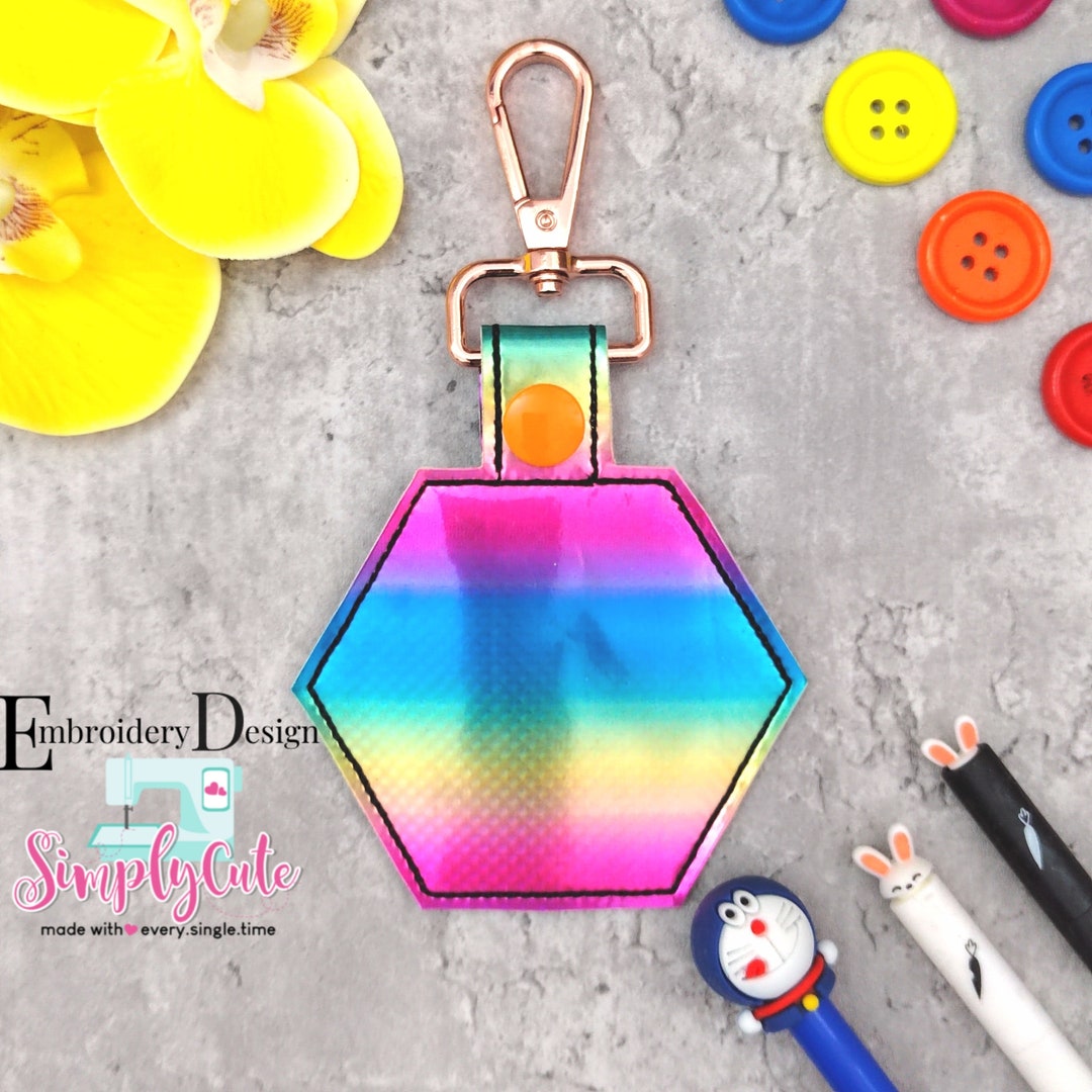 Monogram Blank Hexagon ITH Key Fob Embroidery Design File, in the Hoop ...