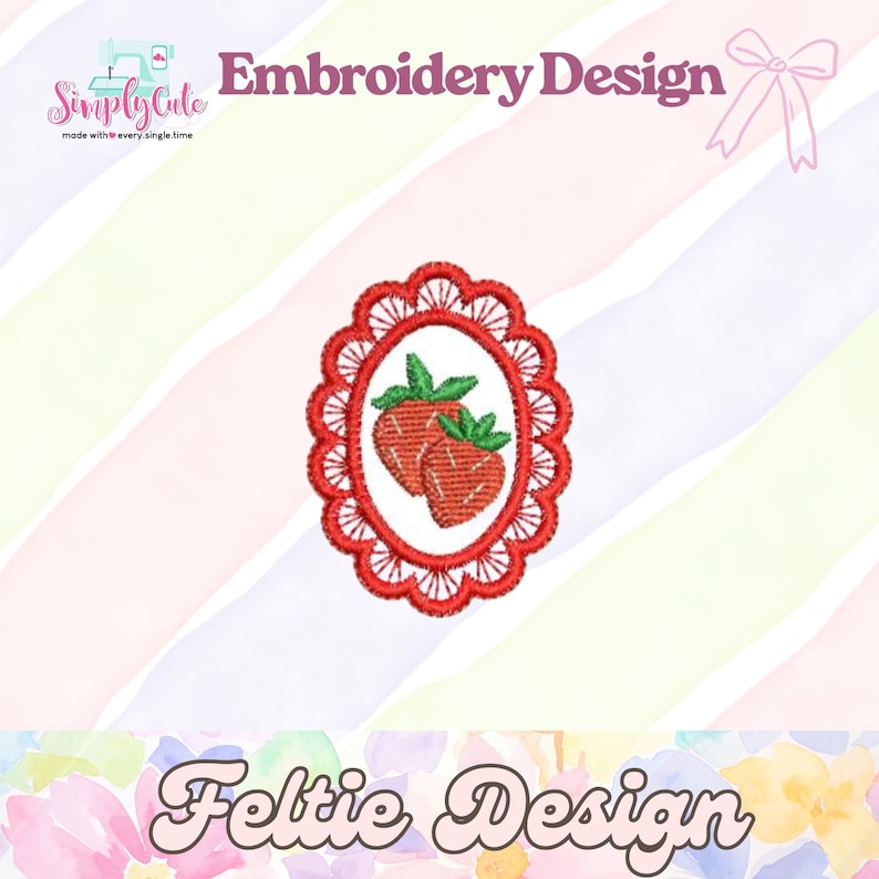 Vintage Strawberry Feltie Embroidery Machine Files, ITH Embroidery ...