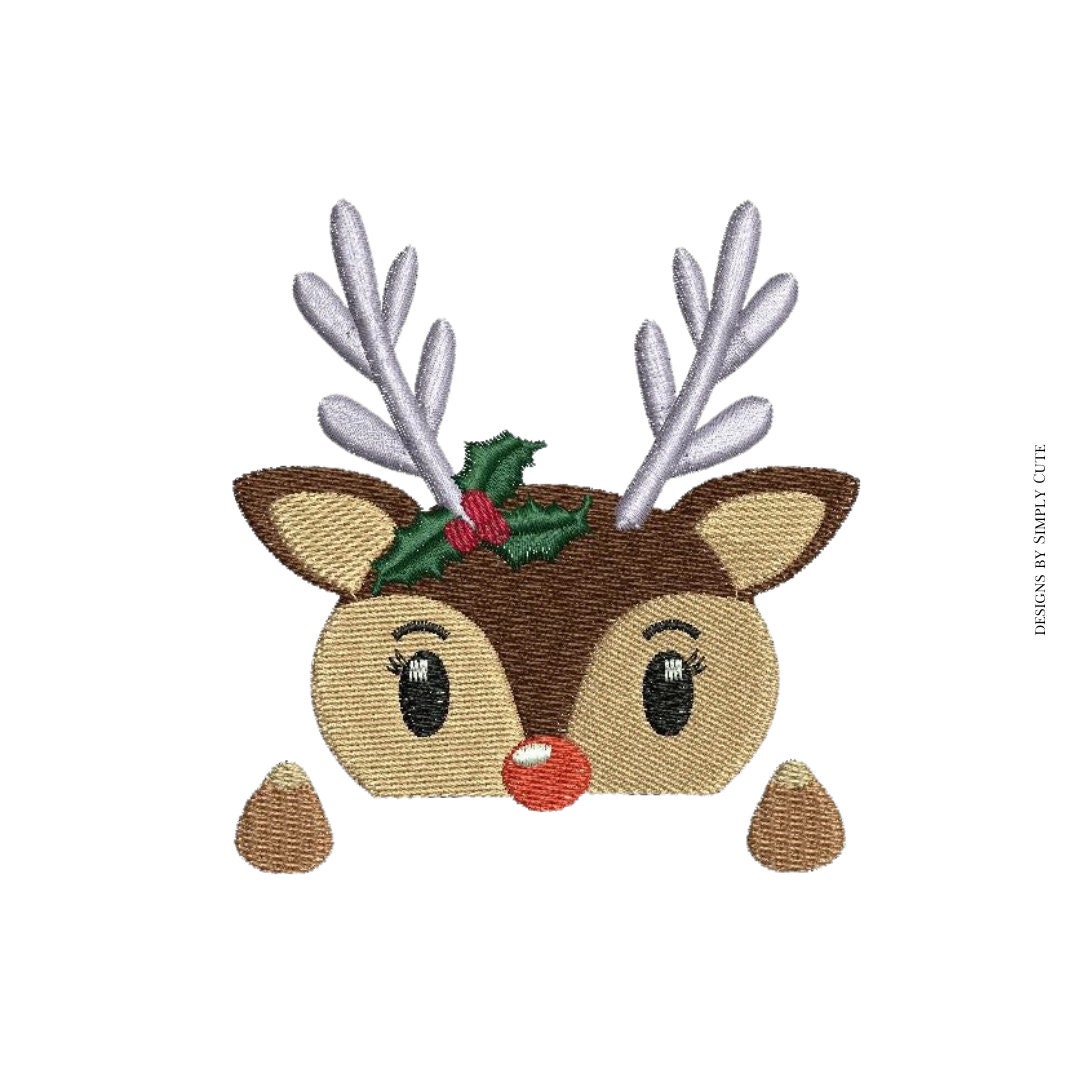 Christmas Embroidery Design Rudolf | Jef File- Pes File Etc | Cute ...