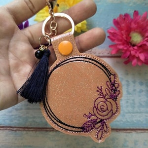 Bundle Package Floral Frame ITH Key Fob Embroidery Design File, Snap ...