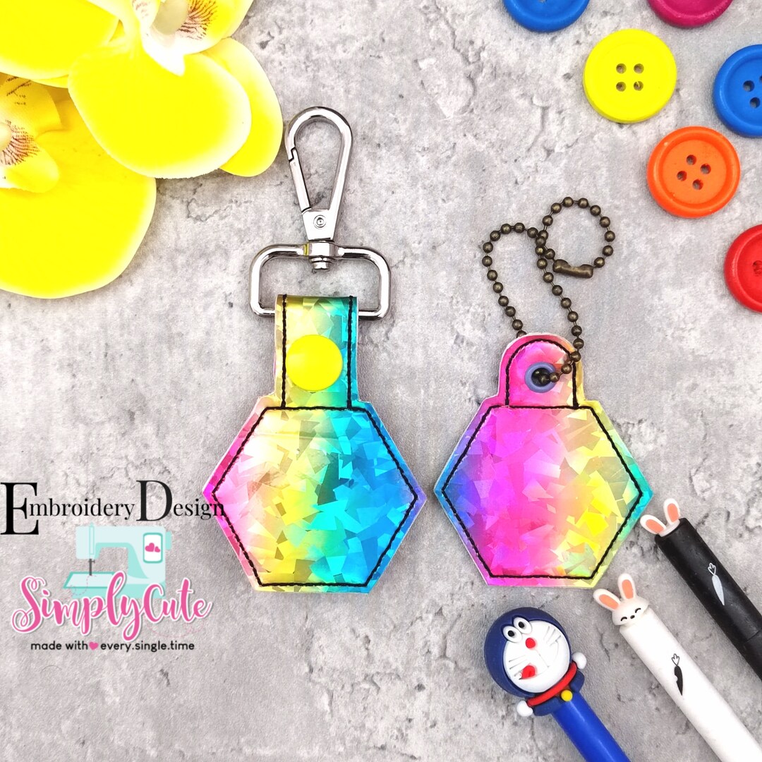ITH Monogram Mini Hexagon Blank Snap Tab & Eyelet Fob - Embroidery ...