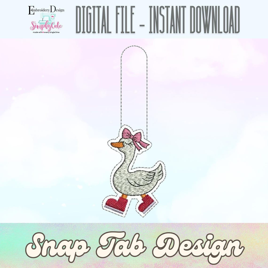 Couquette Goose ITH Snap Tab Embroidery Design, Duck in the Hoop ...