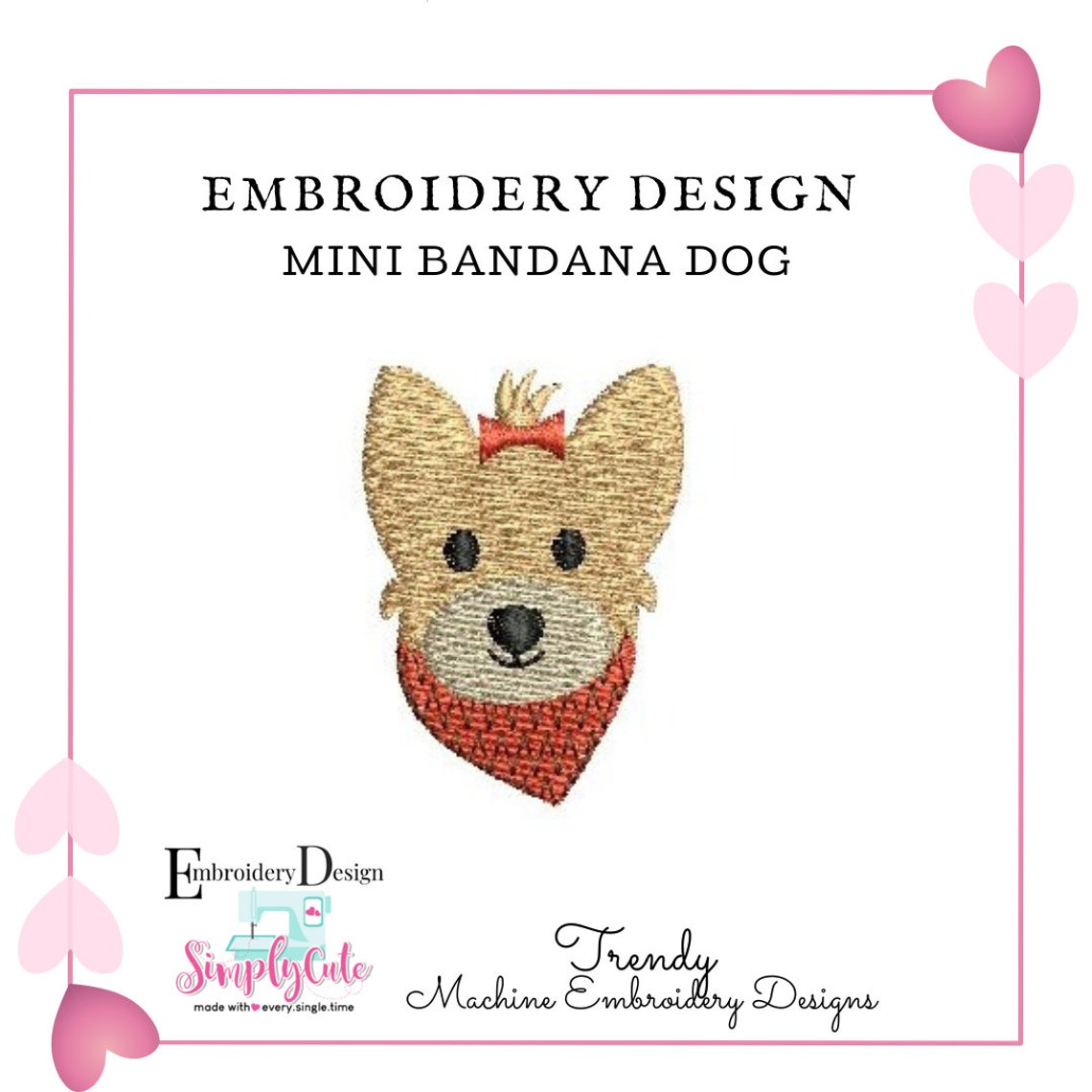 Mini Dog Machine Embroidery Designs With Bandana 3 Sizes - Etsy