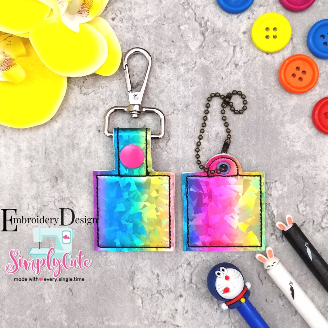 ITH Monogram Mini Square Blank Snap Tab & Eyelet Fob - Embroidery ...