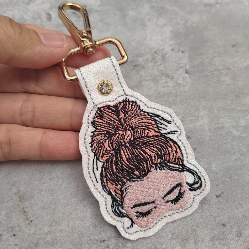 Messy Bun Mom in the Hoop Snap Tab Machine Embroidery Designs, ITH ...