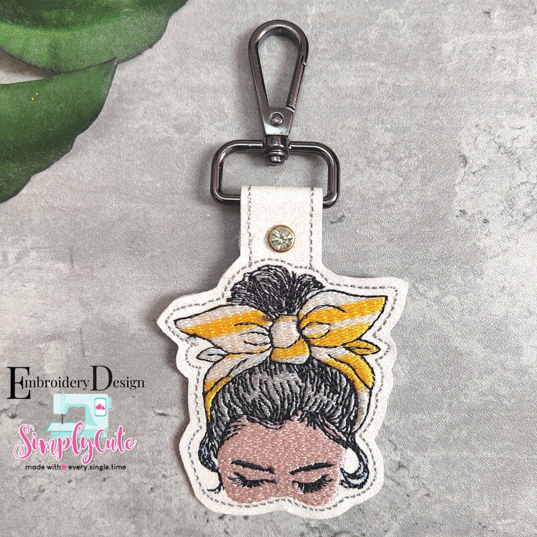 Messy Bun Mom in the Hoop Snap Tab Machine Embroidery Designs, ITH ...