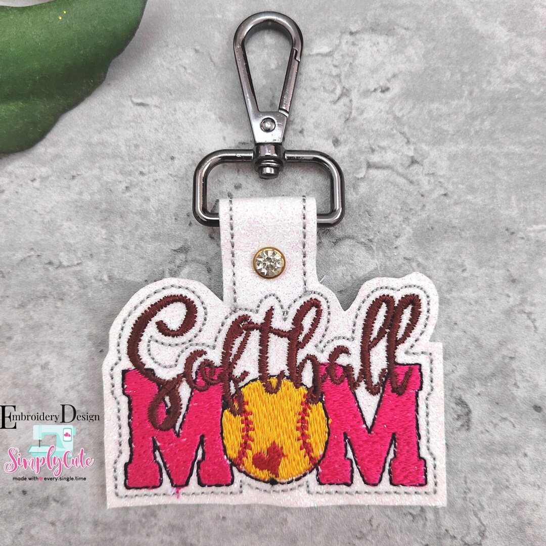 Softball Mom Embroidery Designs, ITH Snap Tab Embroidery File, Softball ...