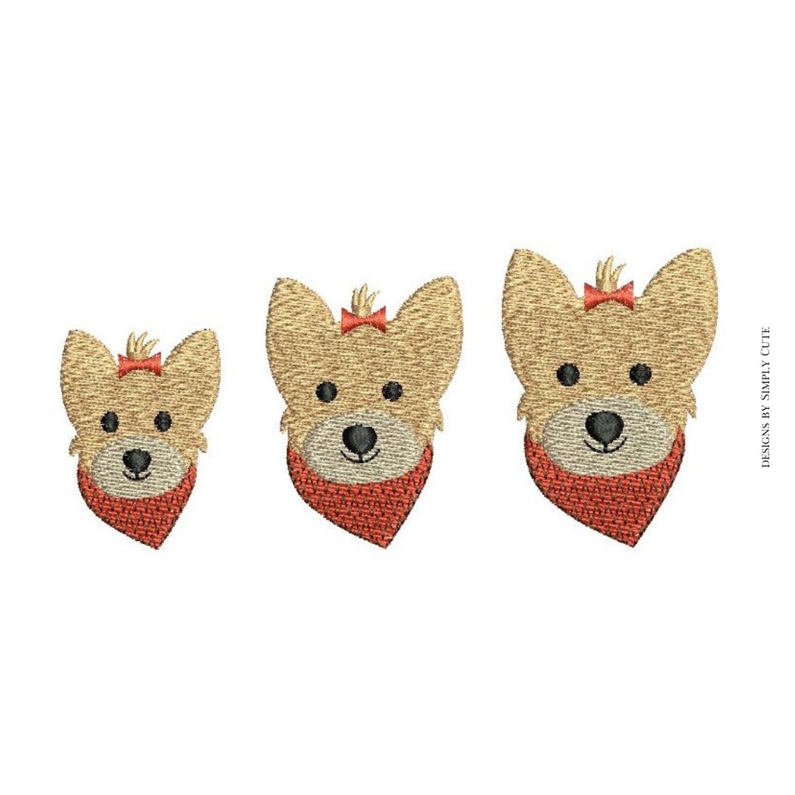 Mini Dog Machine Embroidery Designs With Bandana 3 Sizes - Etsy