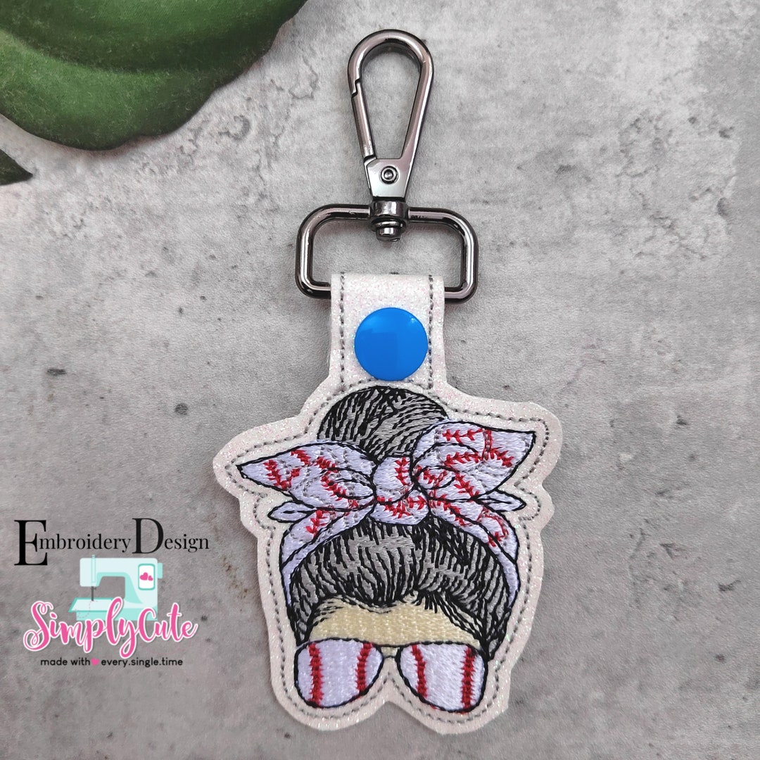 Baseball Mom Messy Bun the Hoop Snap Tab Machine Embroidery Designs ...