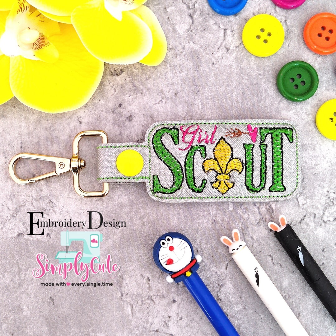 Girl Scout Snap Tab ITH Embroidery Designs ,keychain Machine Embroidery ...