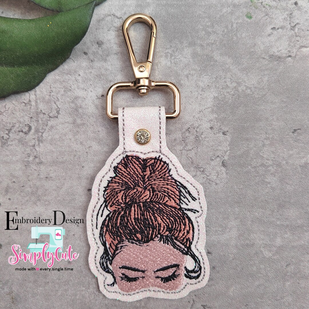 Messy Bun Mom in the Hoop Snap Tab Machine Embroidery Designs, ITH ...
