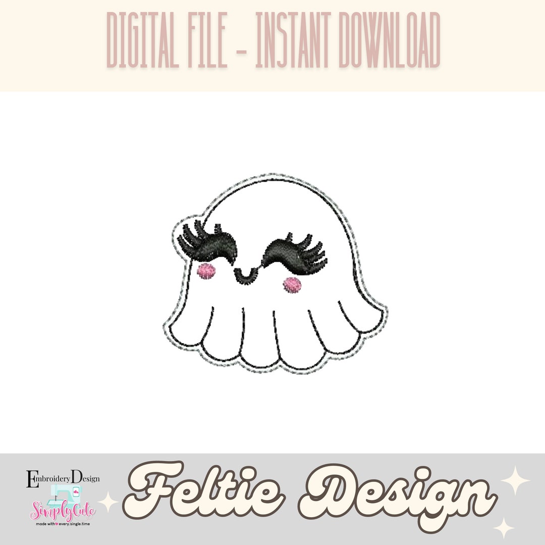 Cute Ghost Felties Embroidery Designs, Cute Ghost Felties File, ITH ...