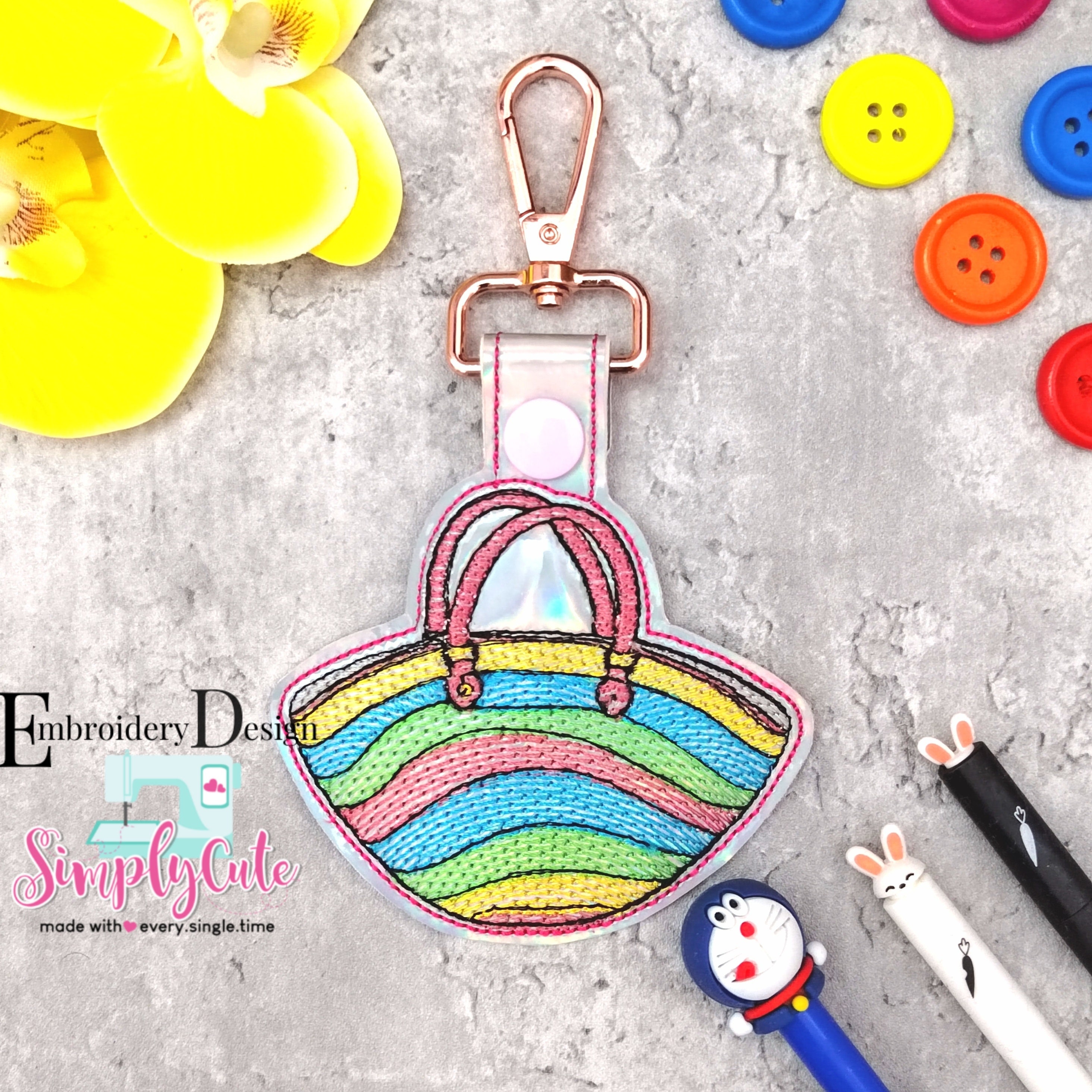 Beach Bag in the Hoop Snap Tab Machine Embroidery Design,snap Tab ...