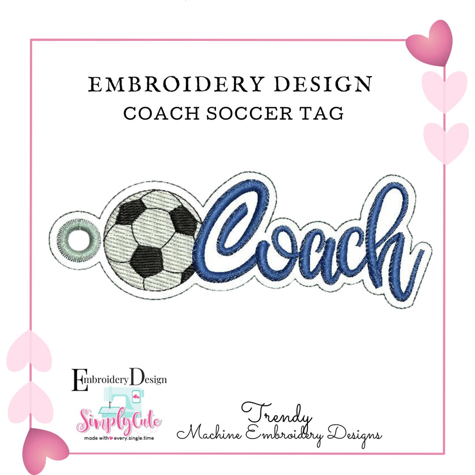 Sports Tag Embroidery Design | ITH Embroidery Files | Coach Soccer Bag ...