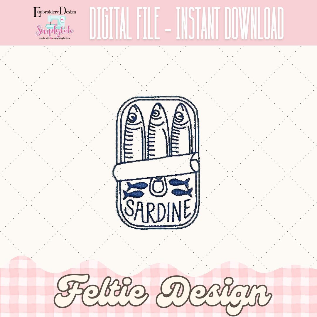 Sardines Feltie Embroidery Designs, Sardine Can Feltie Embroidery File ...
