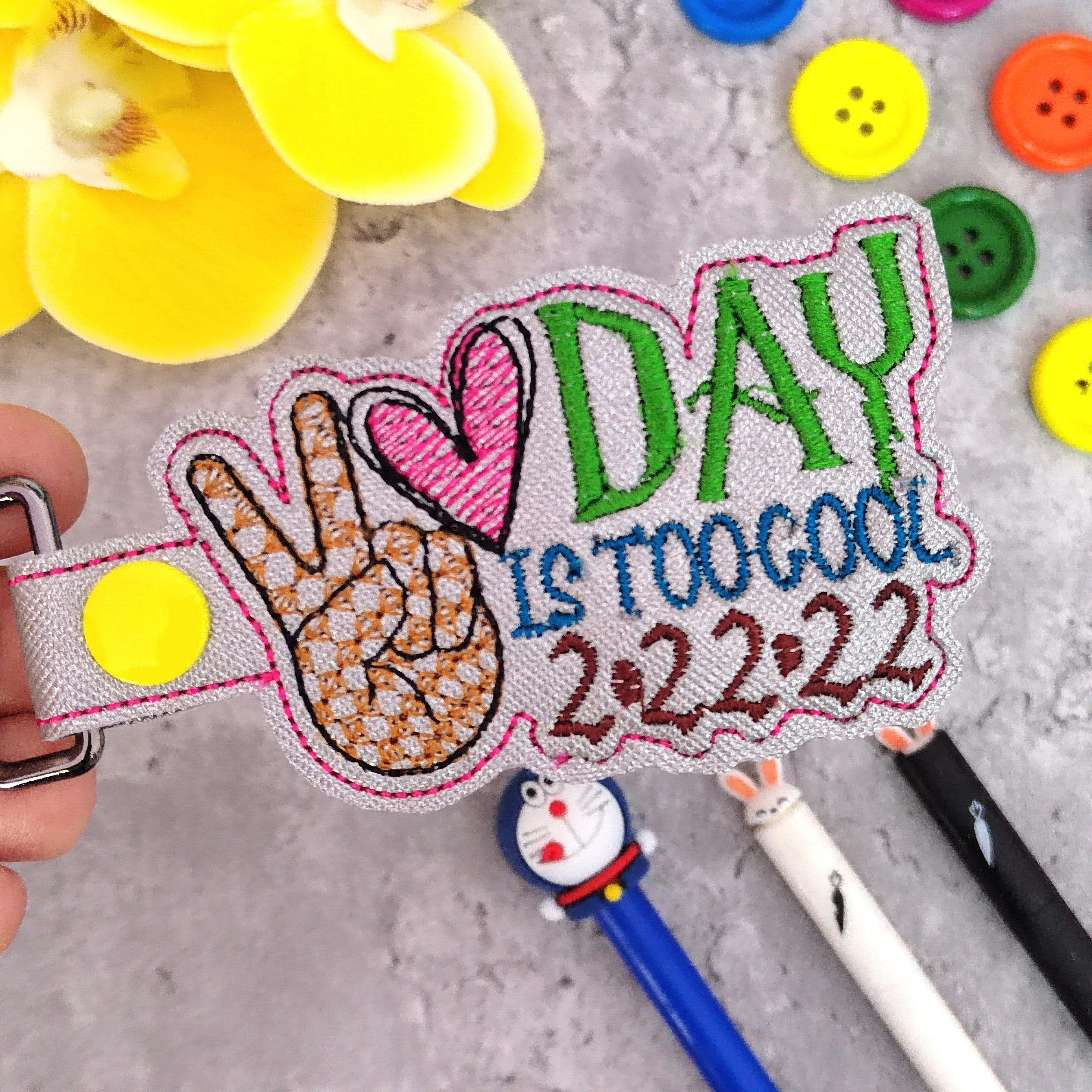 Twosday Cool Snap Tab ITH Embroidery Designs keychain Machine - Etsy