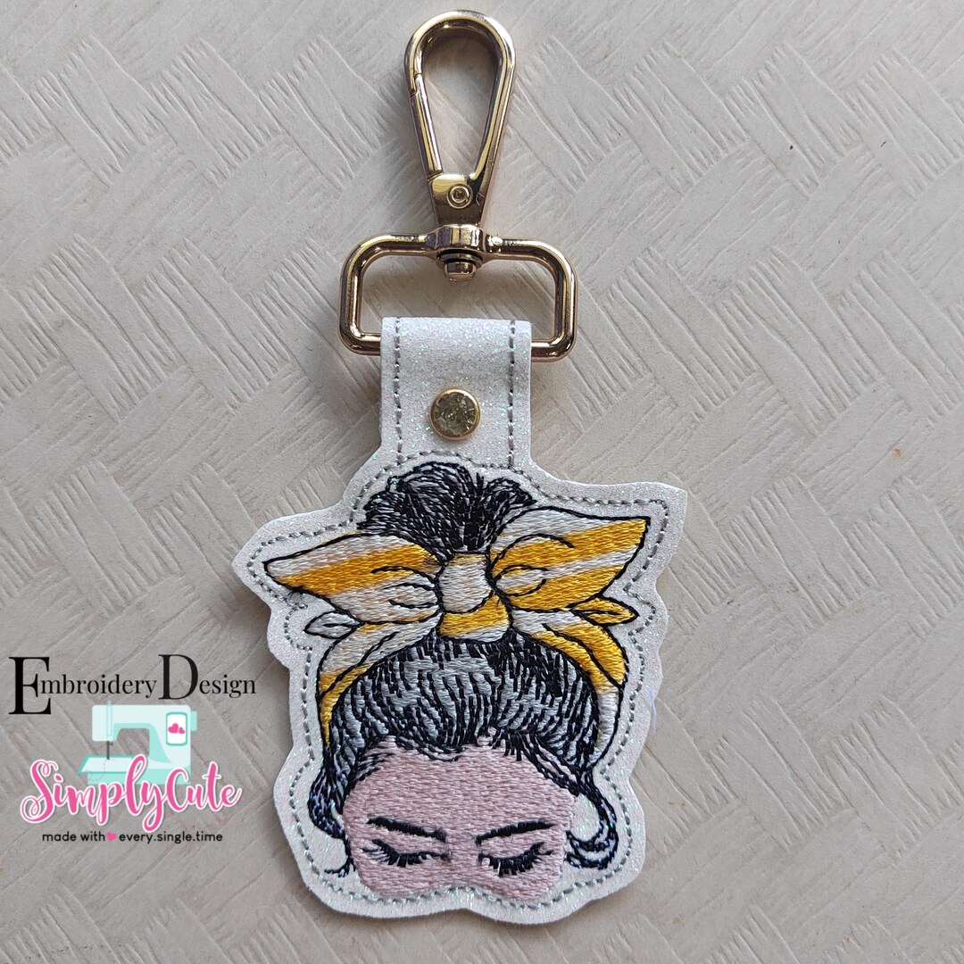 Messy Bun Mom in the Hoop Snap Tab Machine Embroidery Designs, ITH ...