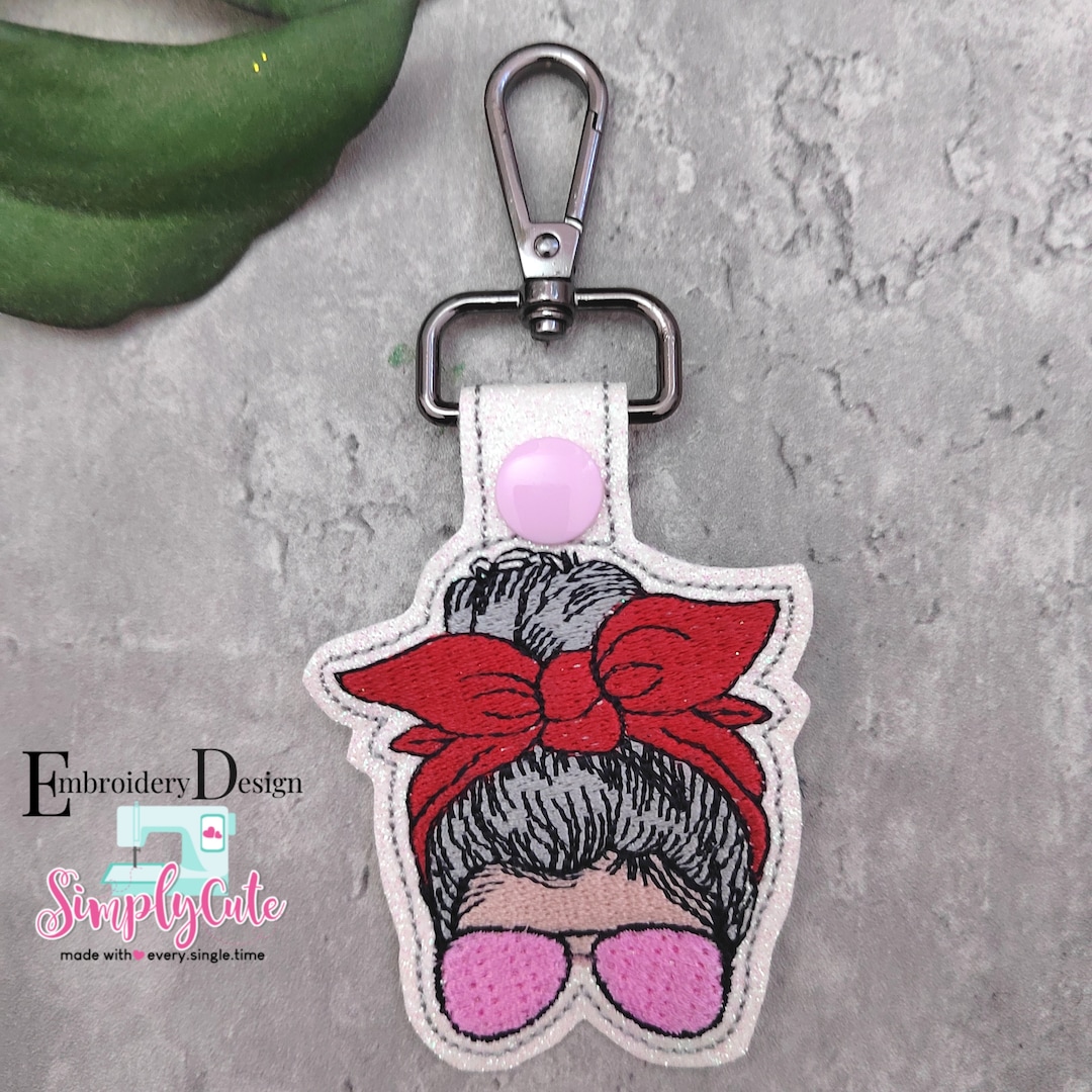 Messy Bun Mom in the Hoop Snap Tab Machine Embroidery Designs, ITH ...