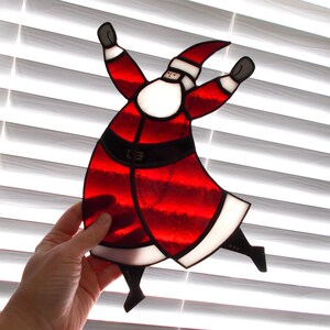 Dancing Santa Claus Stained Glass Sun Catcher Christmas Decor Birthday ...