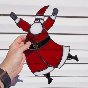 Dancing Santa Claus Stained Glass Sun Catcher Christmas Decor Birthday ...