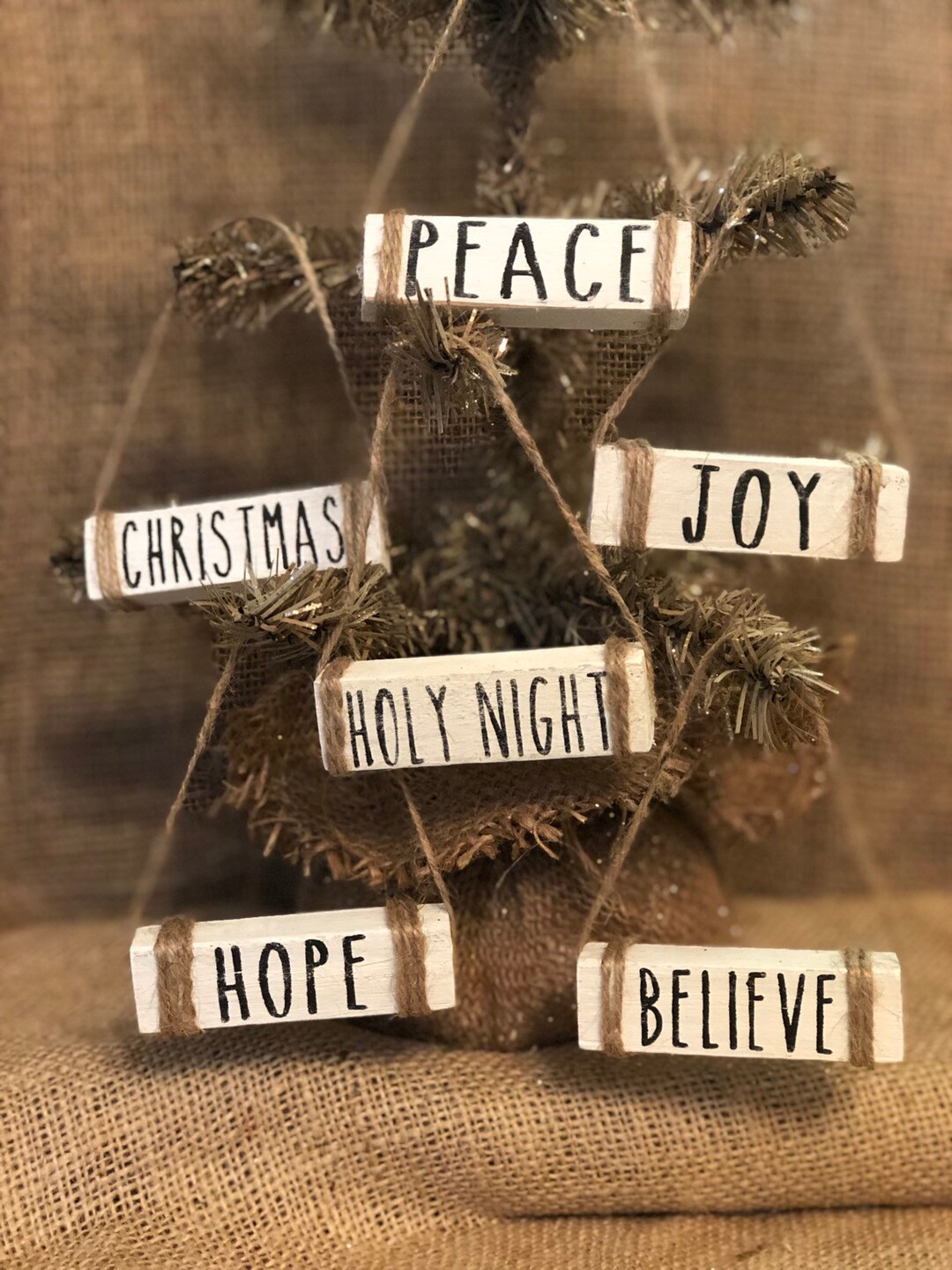 Personalized Ornaments-set of 6, Wood Block Christmas Ornaments ...