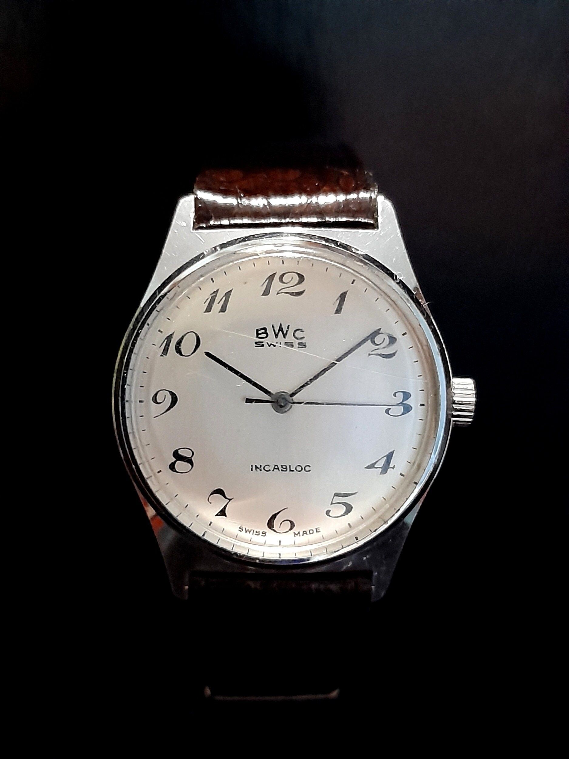 1960's BWC Swiss Incabloc Men's Unisex Dress Wristwatch, Vintage BWC Swiss Made Incabloc Watch ...