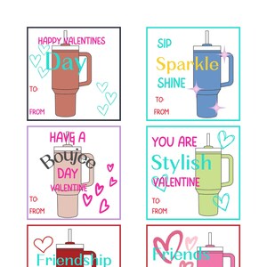 Stanley Tumbler Printable Valentines Cards Download Kids Classroom ...