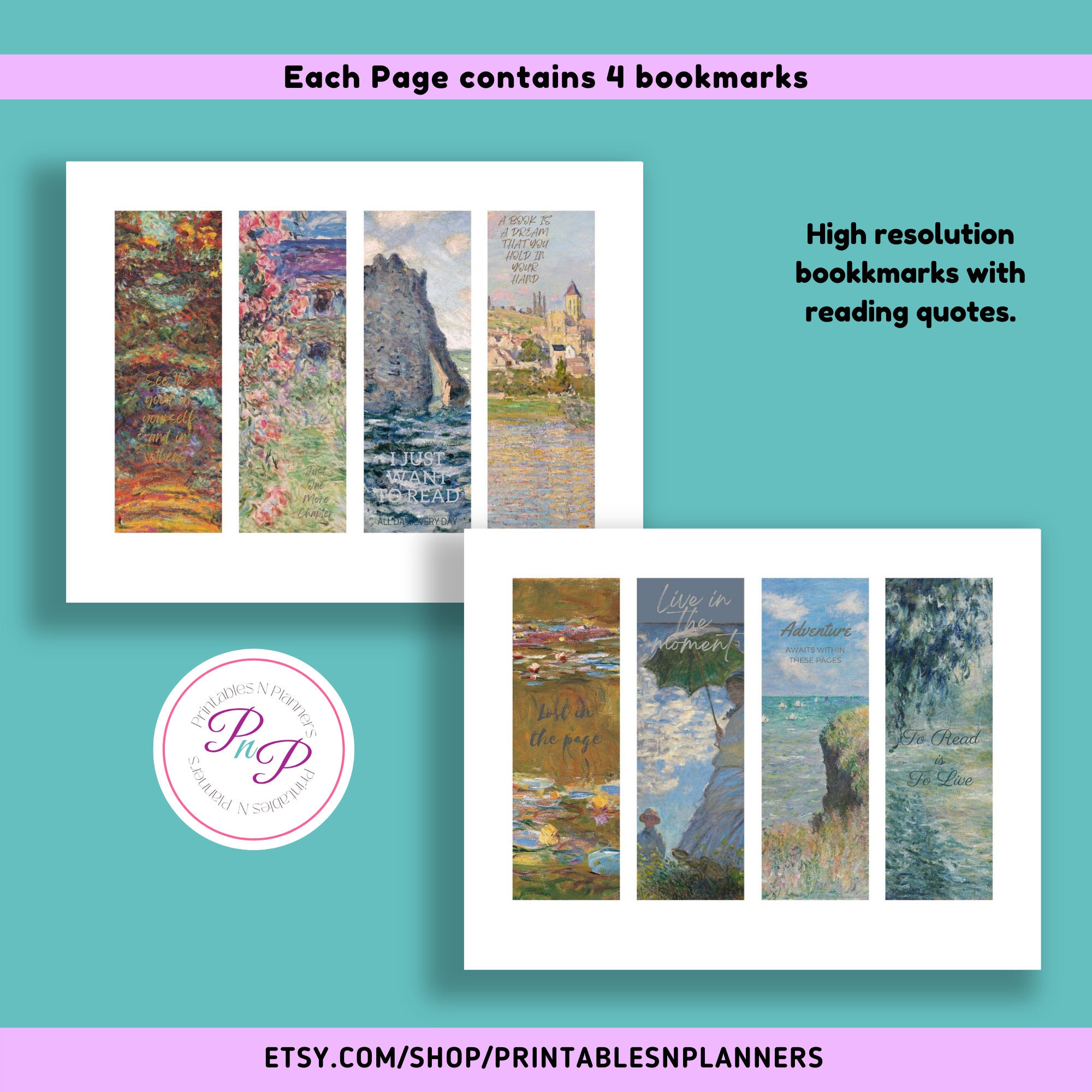 Printable Bookmarks, Download Bookmarks, Famous Art Bookmarks, Reading ...