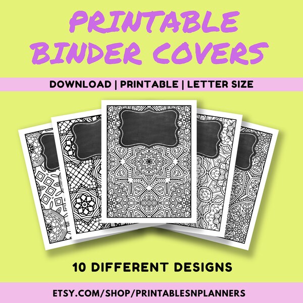 Printable Binder Covers Coloring - Etsy