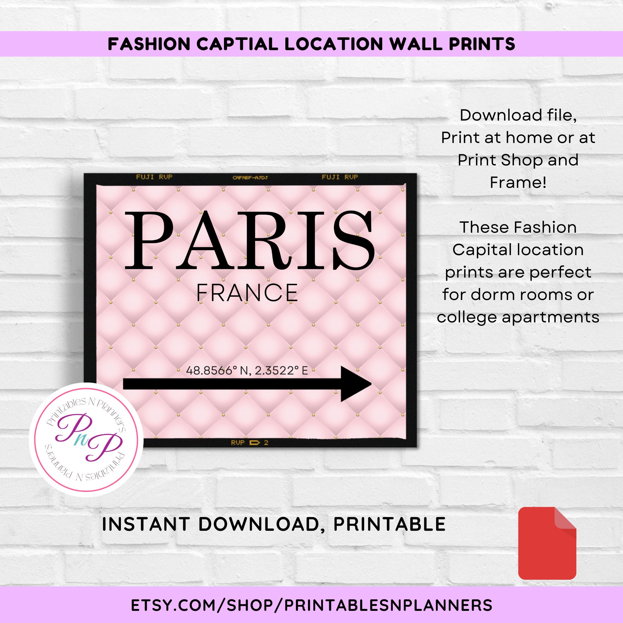Custom Location Wall Art Printable Digital Wall Art Fashion Art College ...