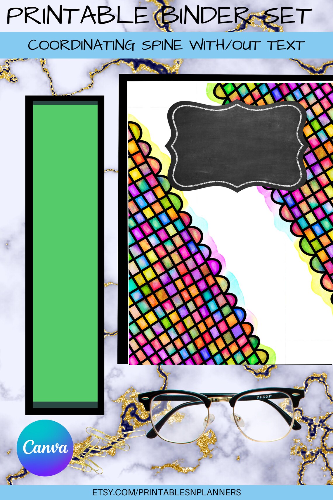 Doodle Colorful Print Printable Binder Cover Set, Binder Cover Spine ...