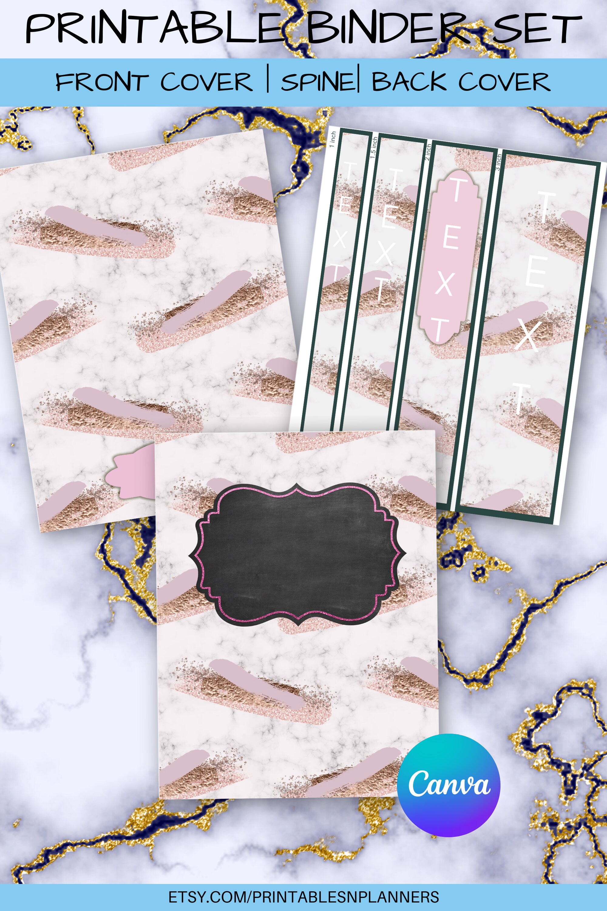 Modern Design Printable Binder Cover Set Binder Cover Spine and Back ...