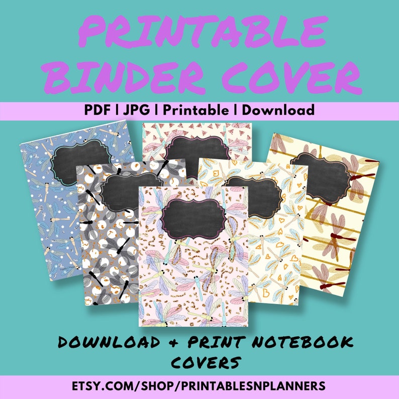 Dragonfly Printable Binder Covers, Download, Notebook Cover, - Etsy