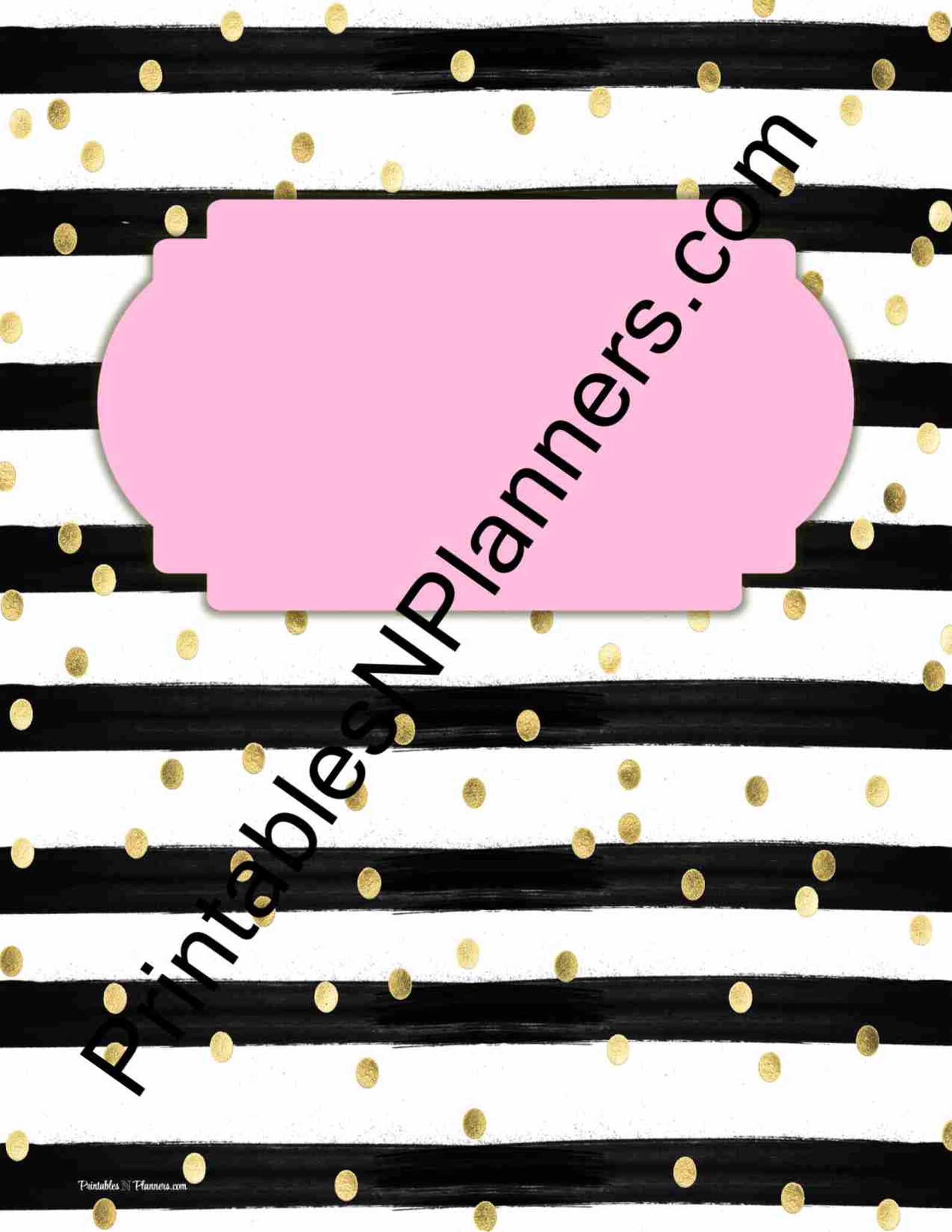Stripes and Spots Printable Binder Cover Notebook Cute Pink and Black ...