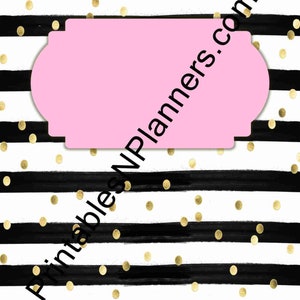 Stripes and Spots Printable Binder Cover Notebook Cute Pink and Black ...