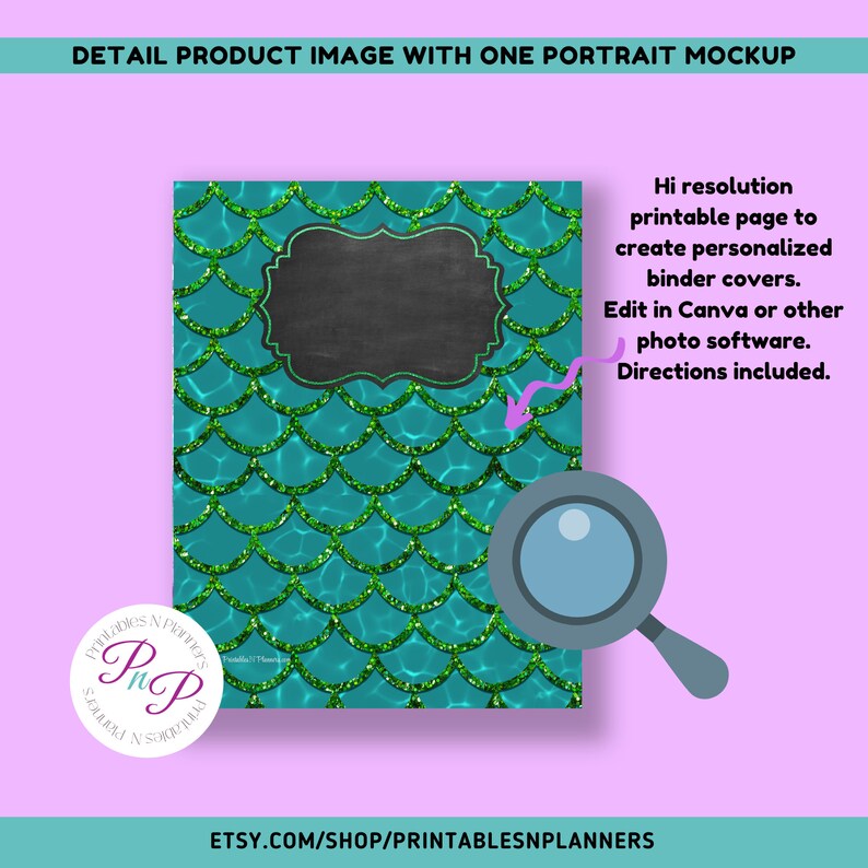 Sparkly Mermaid Printable Binder Covers, Downloadable, Cute Binder ...