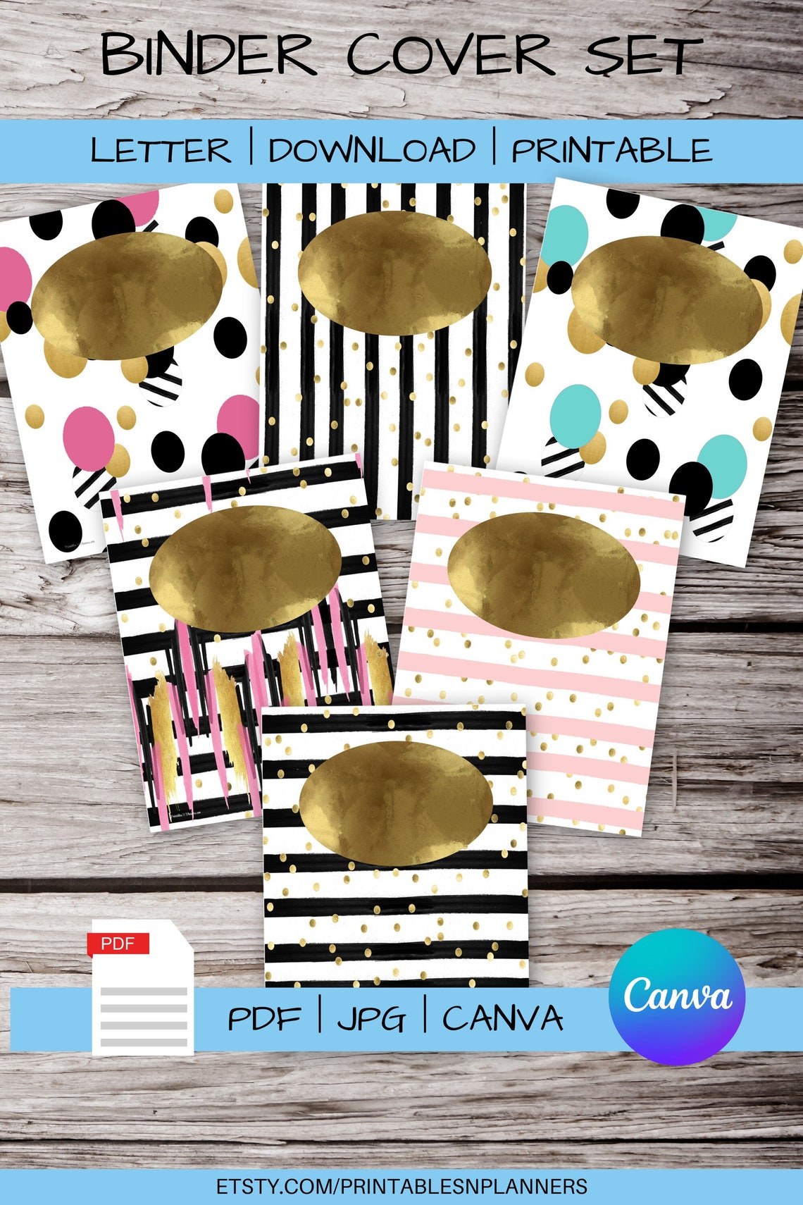 Gold Confetti Printable Binder Cover Set Spine and Back Cover Download ...