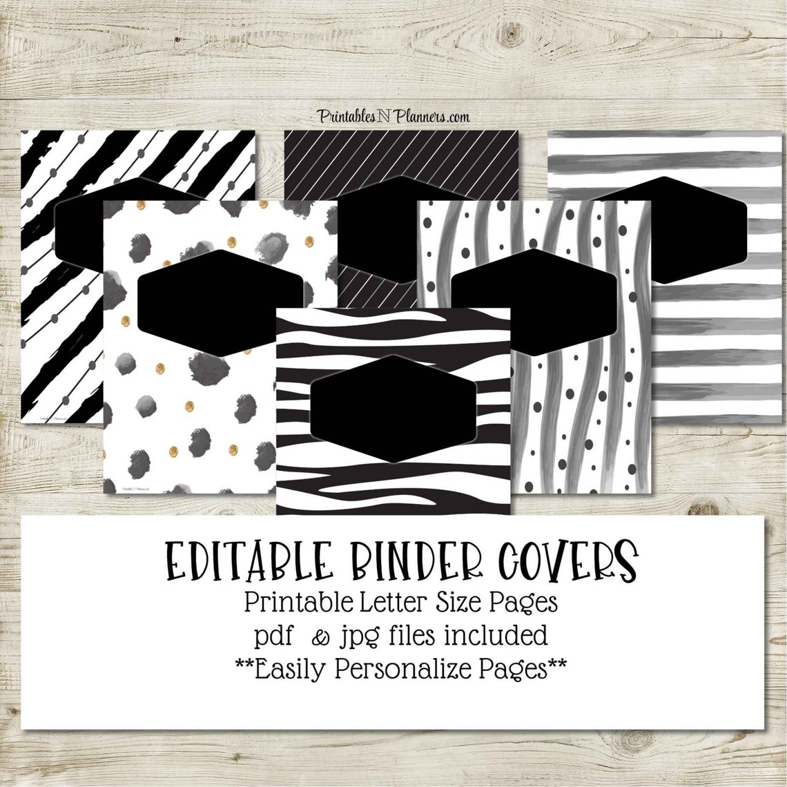Black and White Printable Binder Covers, Instant Download, Pdf, School ...