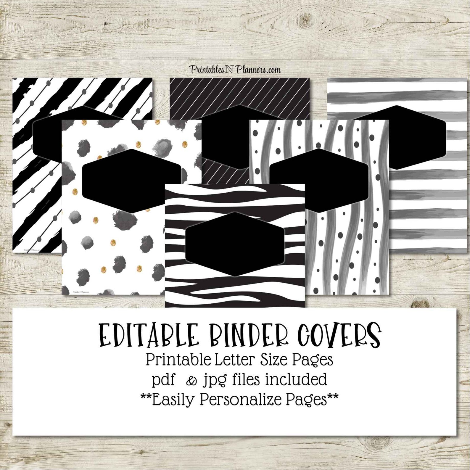 Black and White Printable Binder Covers, Instant Download, Pdf, School ...