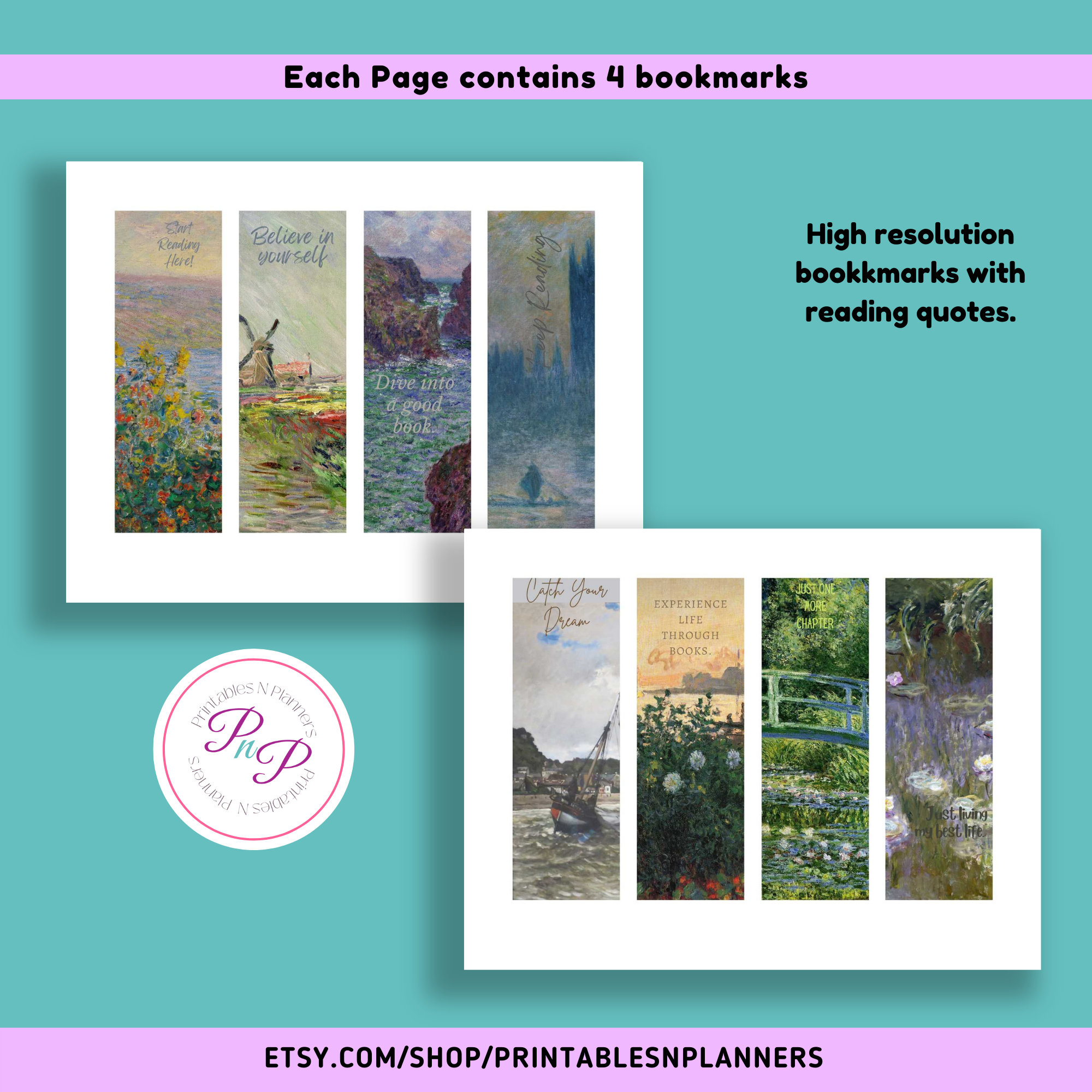 Printable Bookmarks Download Bookmarks Famous Art Bookmarks - Etsy