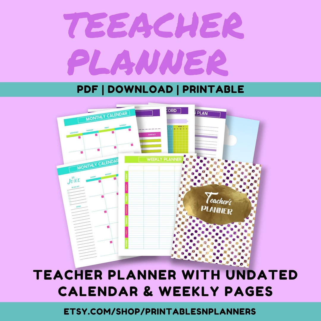Teacher Planner, Academic Calendar, Undated Calendar, Printable ...